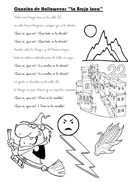 La clase de Diego: CANCIÓN DE HALLOWEEN: "LA BRUJA LOCA"