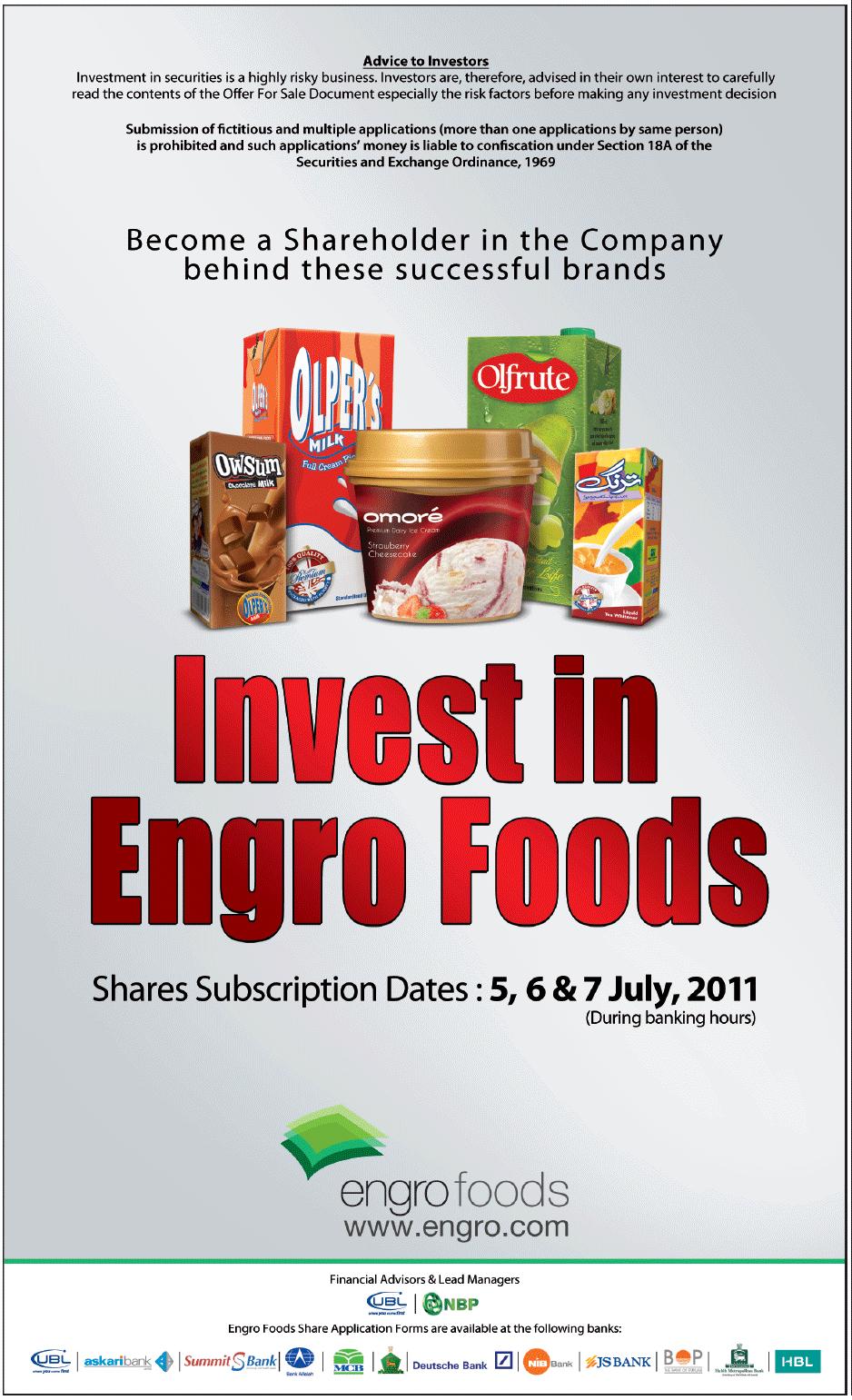 Advertising in Pakistan: Invest in Engro Foods