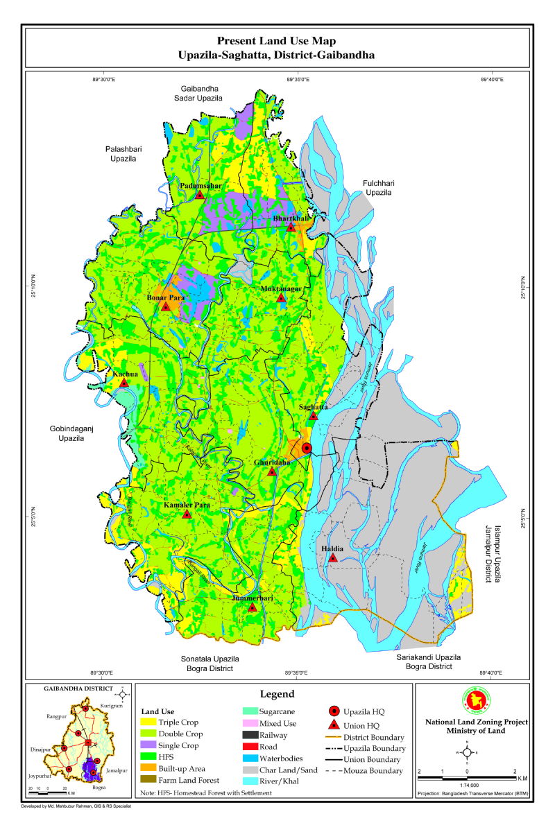 Mouza & Land Use Maps of Saghata Upazila, Gaibandha, Bangladesh ...