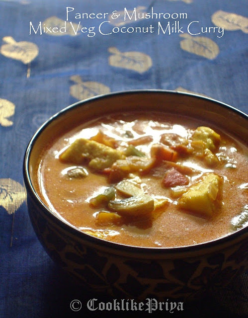 Cook like Priya: Mushroom & Paneer mixed vegetable Curry | Vegetable ...