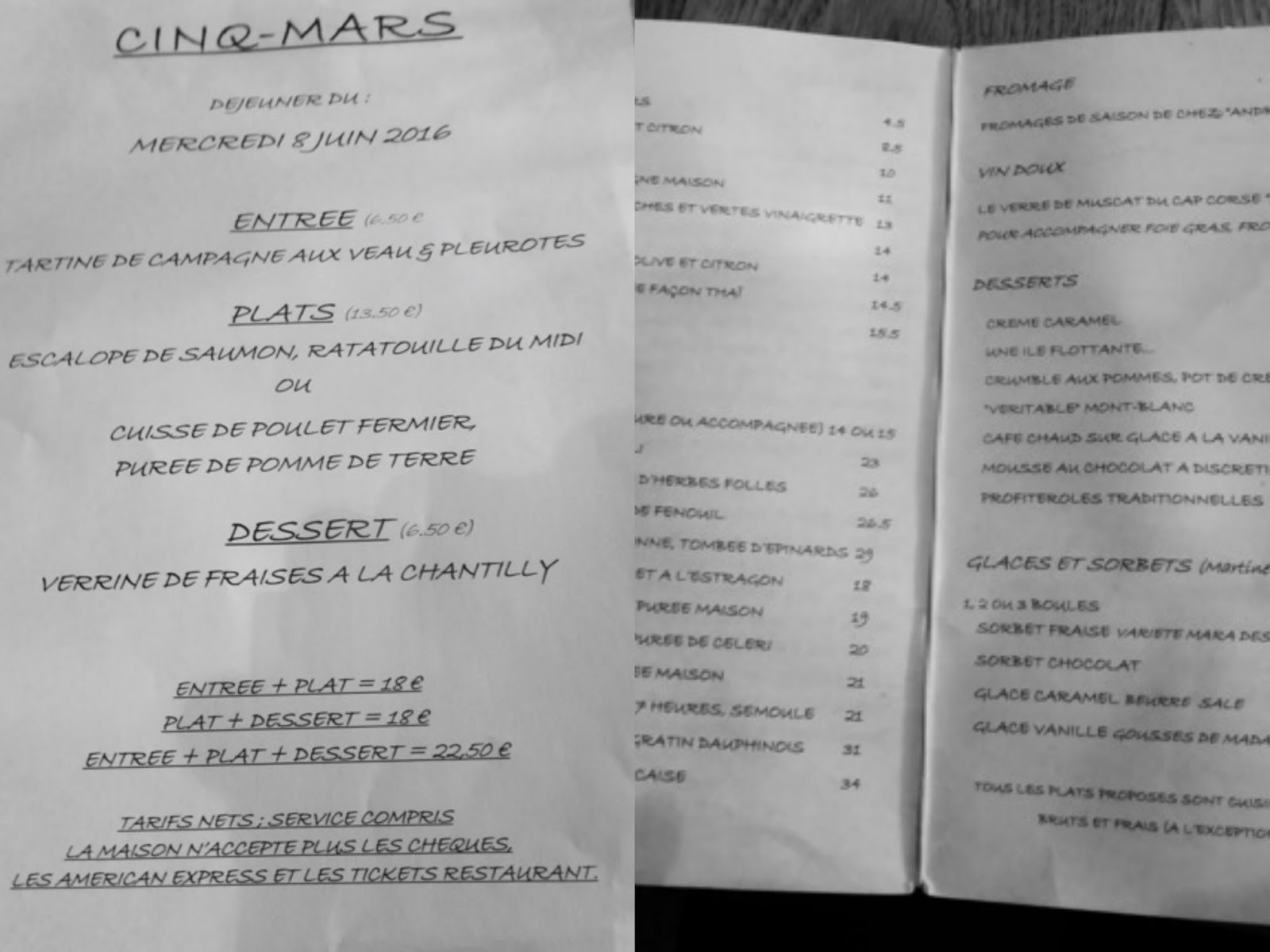 Paris Missives...: Cinq Mars Restaurant -- Restaurant Review