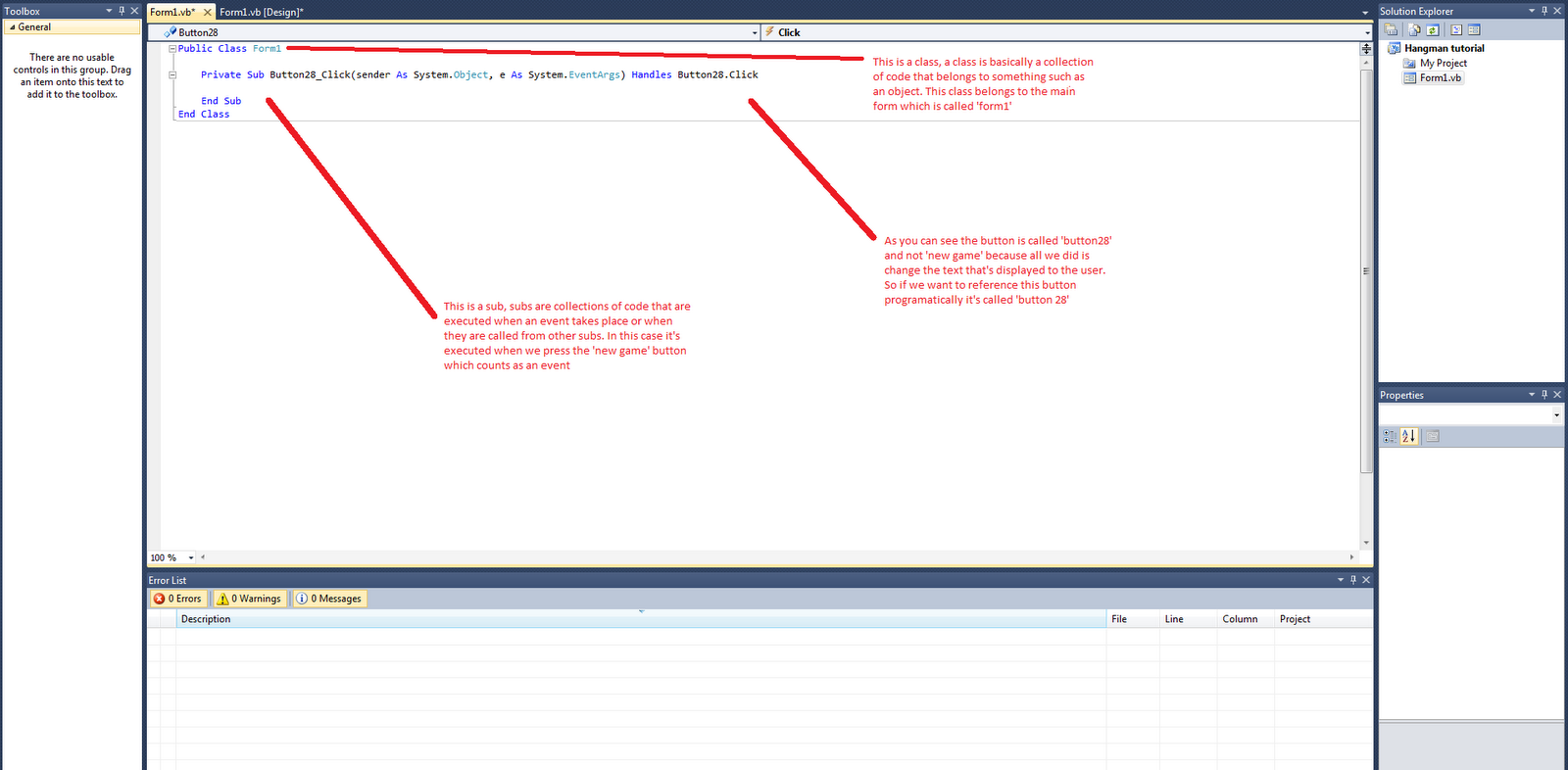 Visual Studio Tutorials: Hangman Game VB.NET