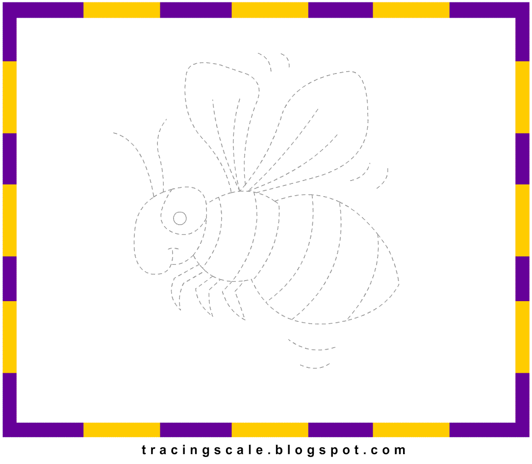 Free Tracing worksheet Printable: Bee Tracing