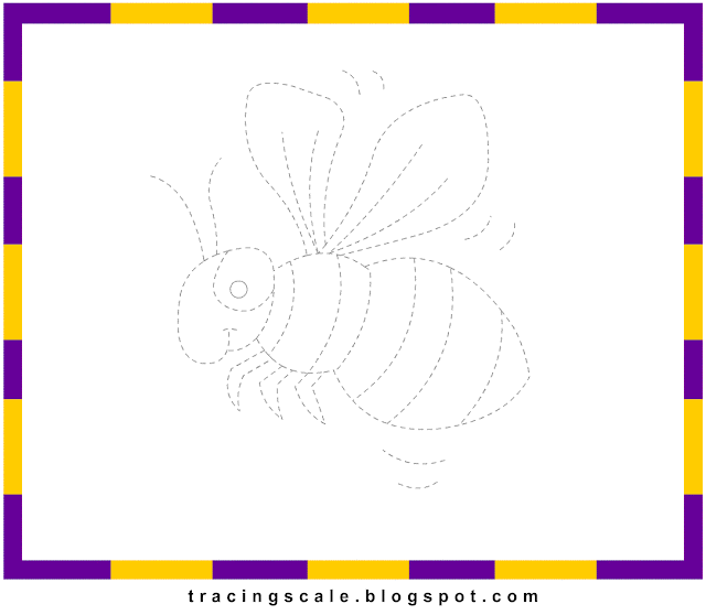Free Tracing worksheet Printable: Bee Tracing