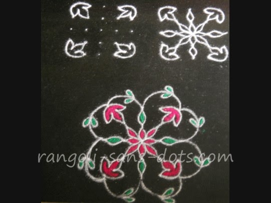 Simple rangoli designs 5 dots