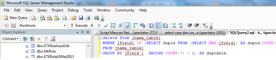 SQL QUERY : Mencari dan Menghapus Data Duplikat - Coretan Archie