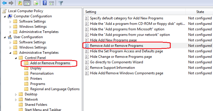 Access To Add or Remove Programs is Restricted