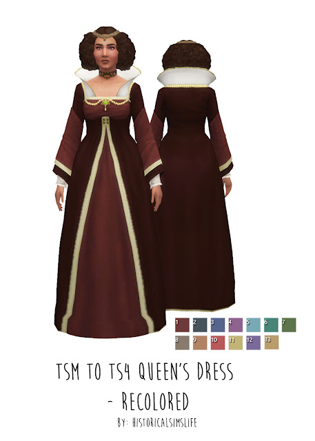 TS3 to TS4 Queen's Dress Recolors | History Lover's Sims Blog