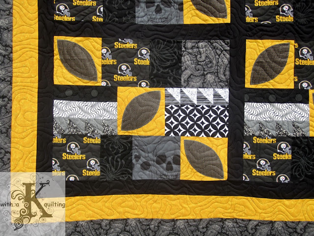 with a K quilting: Steelers Football Quilt