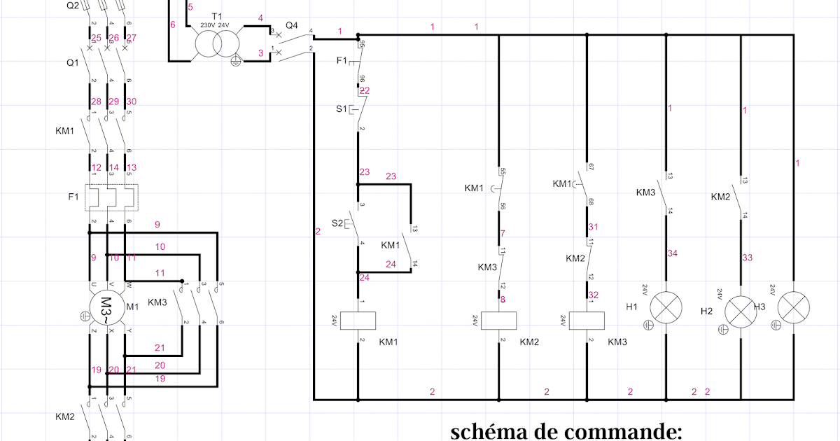 schema demarrage etoile triangle un sens | electromecanique