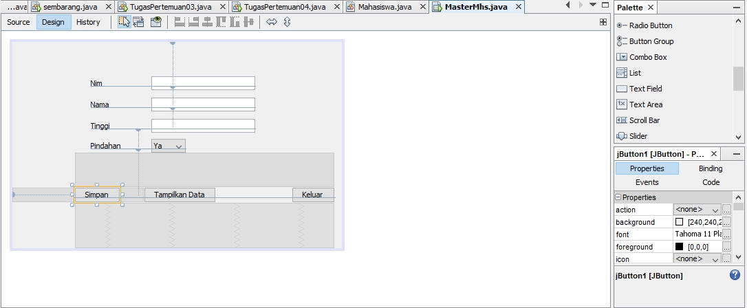 hanya sekedar blog: BELAJAR MENDESAIN JFRAME SEDERHANA DATA MAHASISWA ...