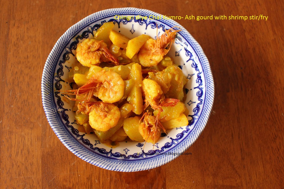 Spice and Curry: Chingri diye Chal kumro - ash-gourd with shrimp stir ...