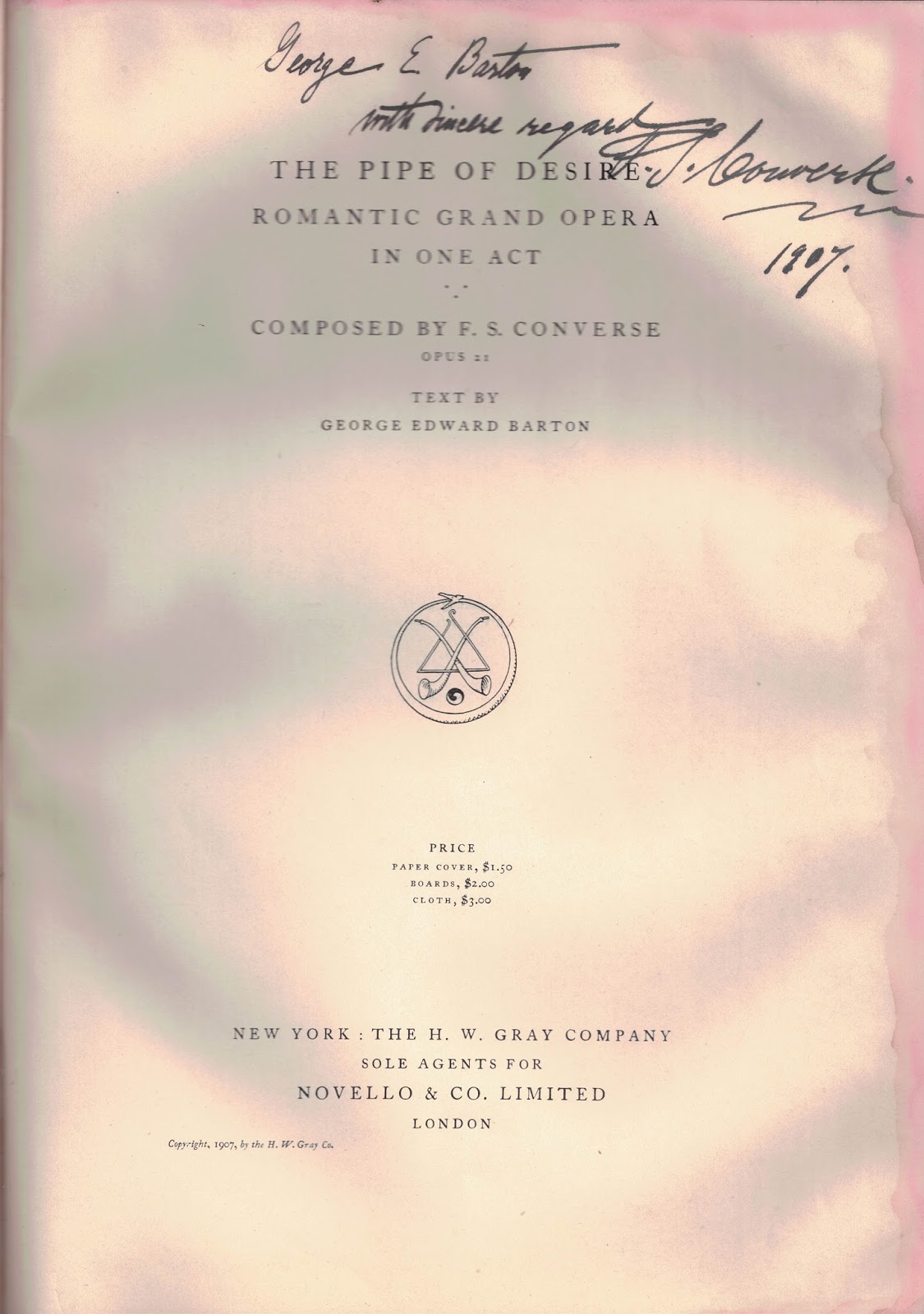 An unusual connection between American opera and George Edward Barton