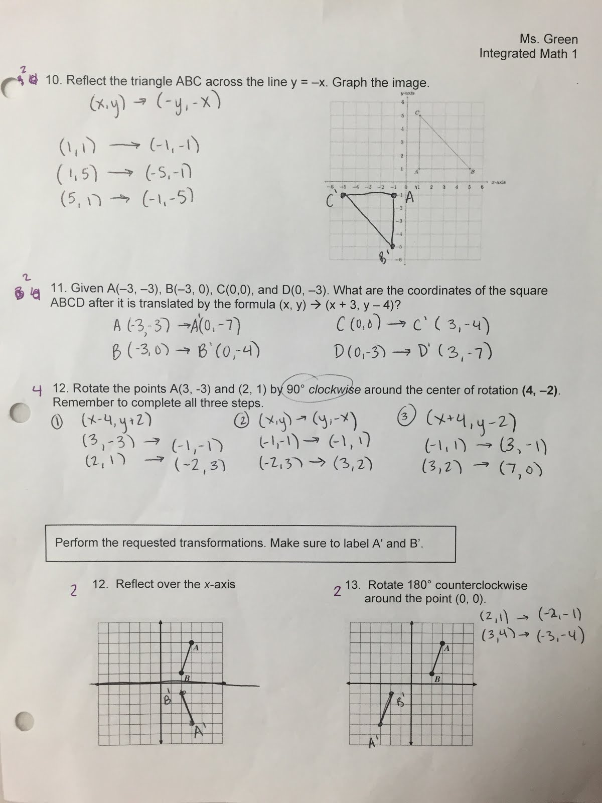 Math with Ms. Green: Transformations, Parallel/Perpendicular Lines, and ...