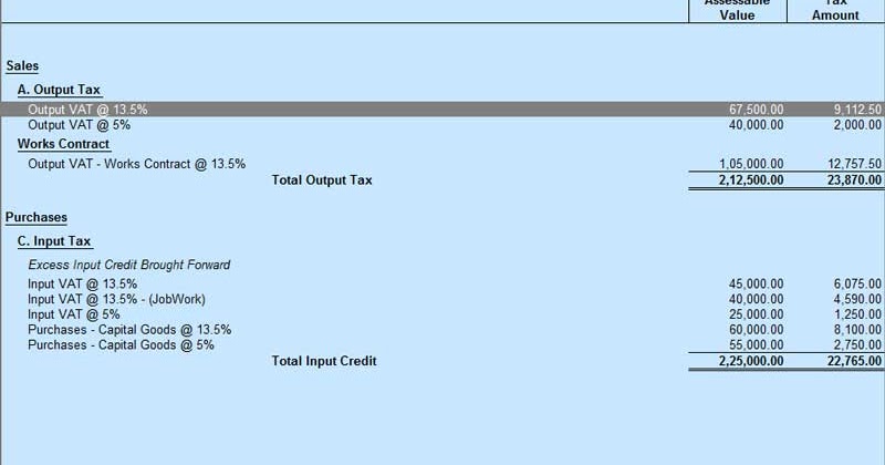How to record entries taxable at 5% and 13.5% VAT rates in Mizoram VAT ...