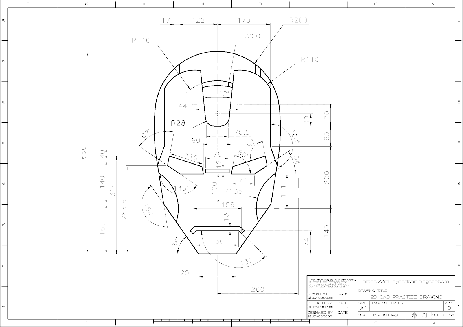 오토캐드연습도면(2D CAD DRAWING PRACTICE) 256 | TUTORIAL GAMBAR TEKNIK