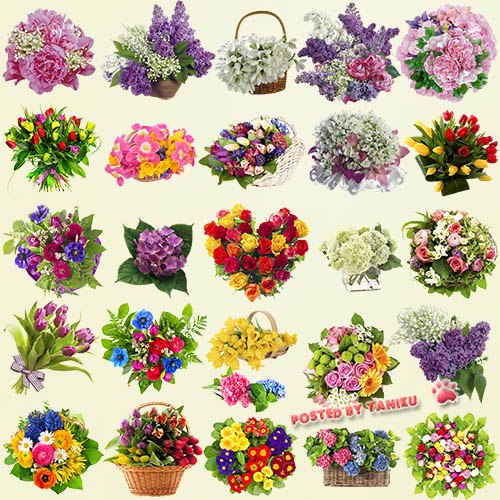 လွယ်အိတ်နည်းပညာ: Flower Clipart PSD file bouquets of flowers on a ...