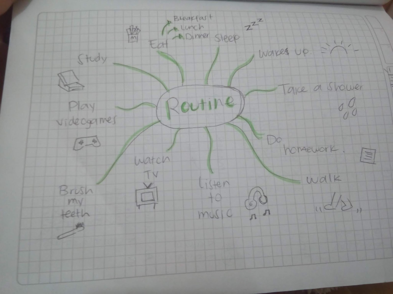 Natalia Alegria : Mind map about daily routine