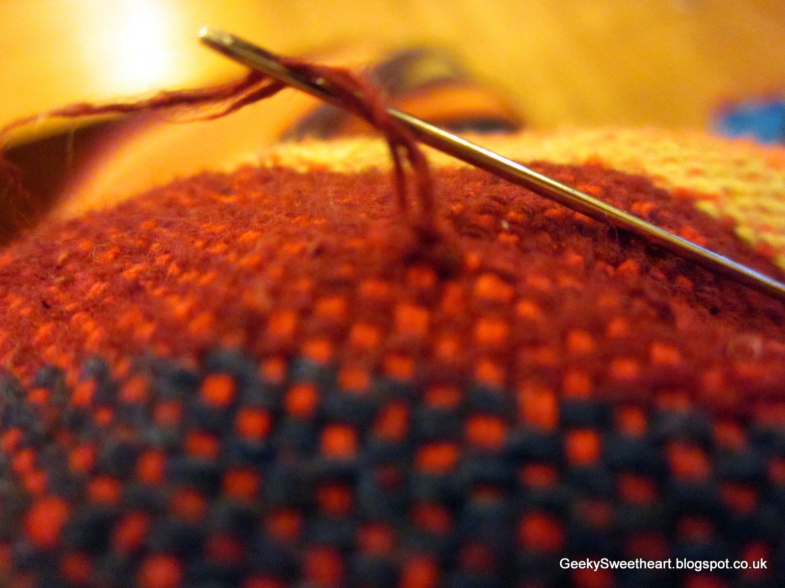 GeekySweetheart: Fixing a Broken Thread on a Woven Wrap - Photo Tutorial!