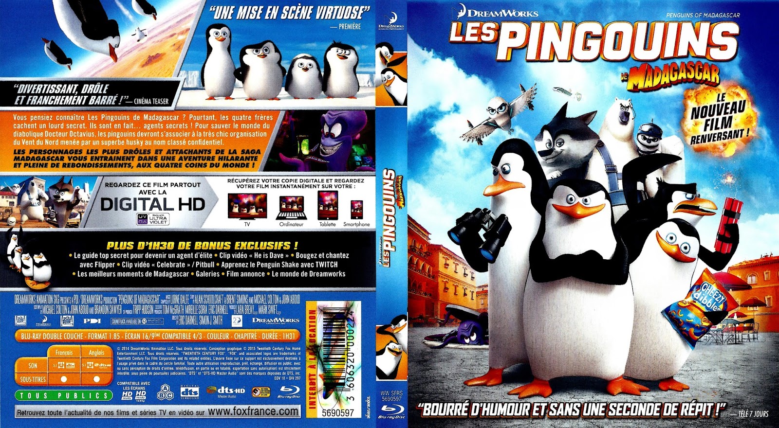 BLU-RAY JAQUETTES BLU-RAY: Les pingouins de Madagascar
