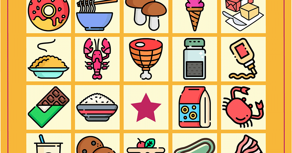 English for Kids Step by Step: Food & Drinks Bingo Game