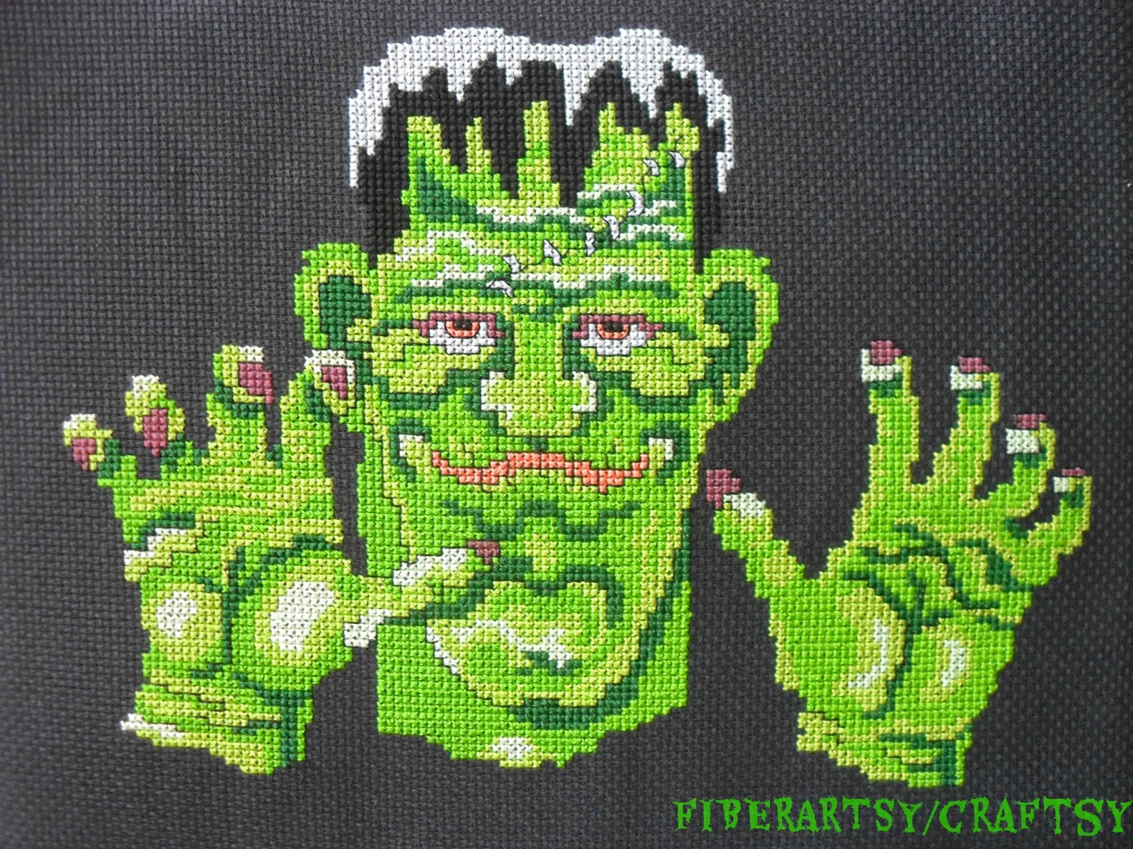 FIBERARTSY/craftsy: Halloween Countdown: Frankenstein Cross Stitch