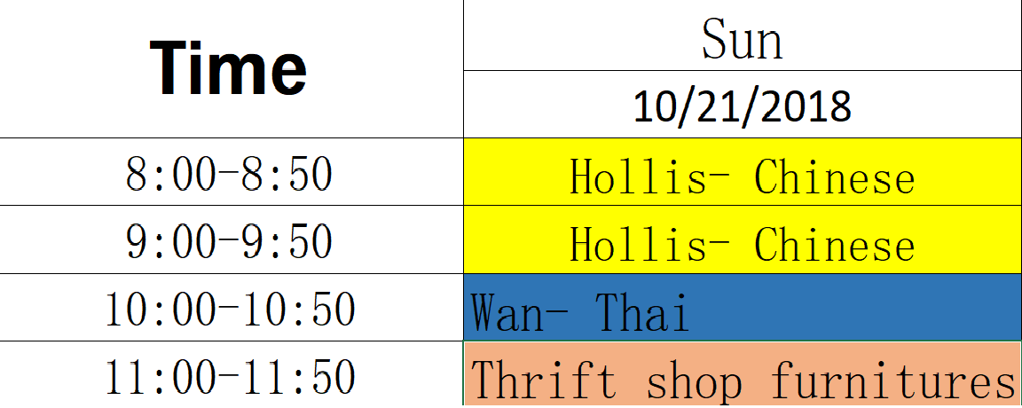 ESL schedule overview on a Sunday, my teaching life nowadays