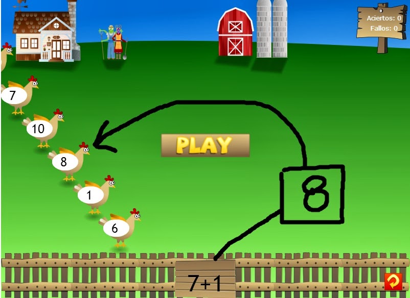 Hay vida más allá de la tiza: La Granja. Juego de sumas y restas.