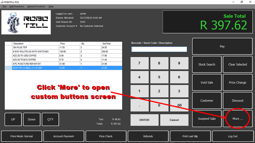 Custom buttons in POS Retail