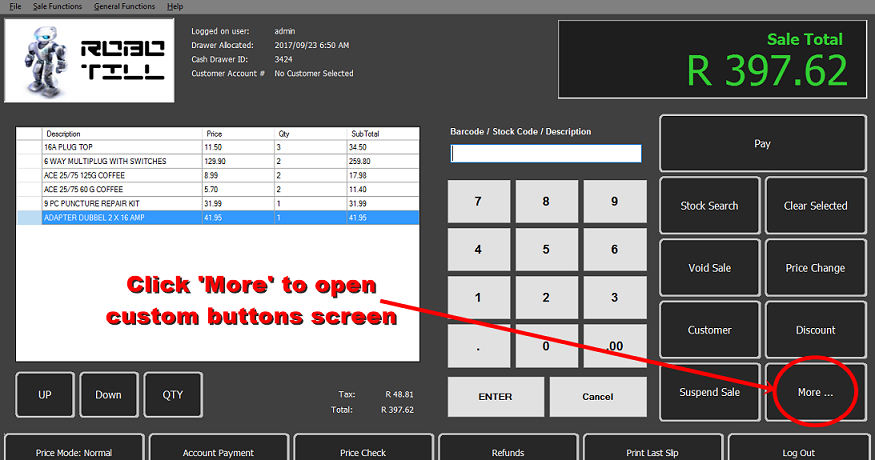Custom buttons in POS Retail