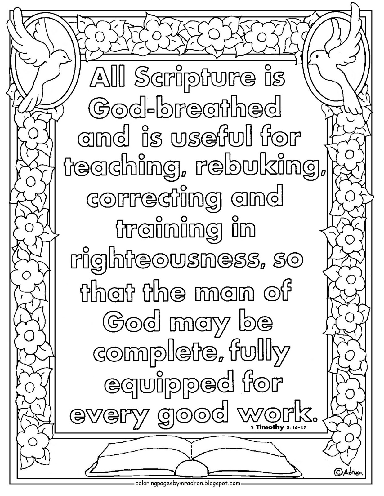 Coloring Pages for Kids by Mr. Adron: 2 Timothy 3:16-17 Print and Color ...