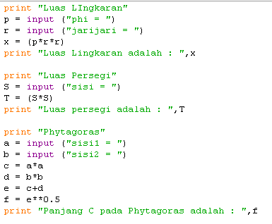 Berbagi Ilmu dan Informasi: Contoh program Luas Lingkaran, Persegi dan ...