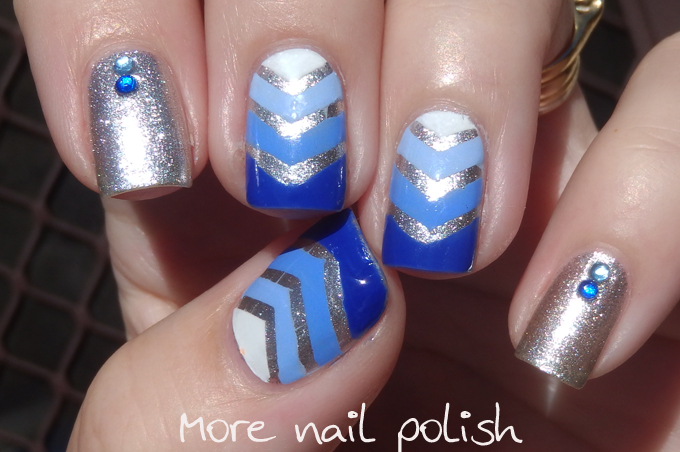 Silver & blue chevrons ~ More Nail Polish