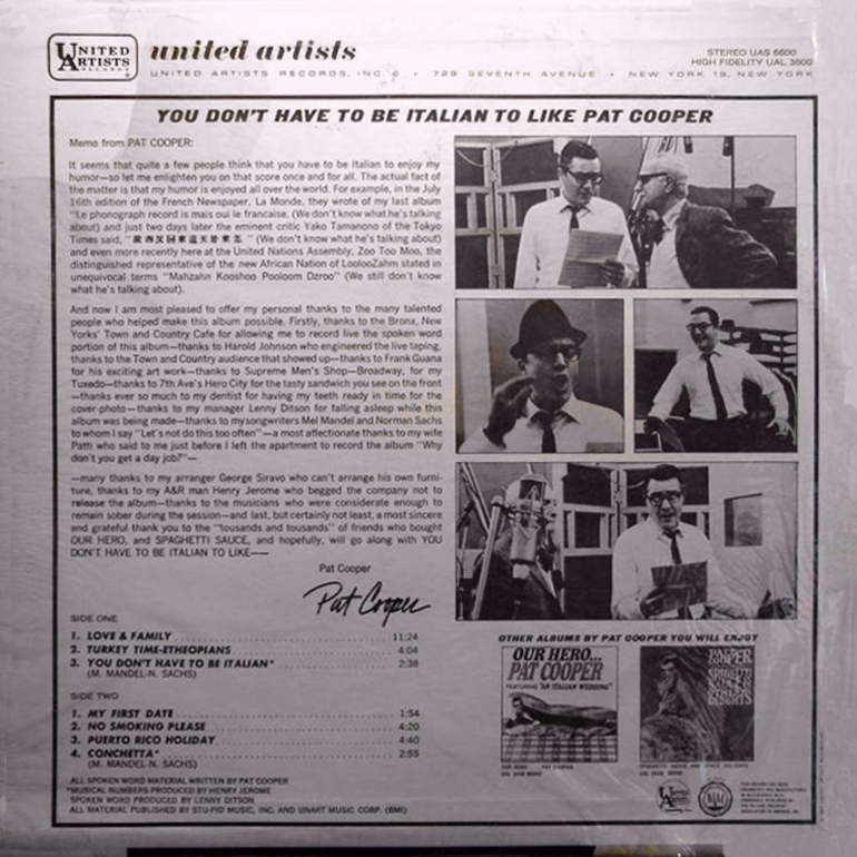 Vintage Stand-up Comedy: Pat Cooper - You Don't Have To Be Italian To ...