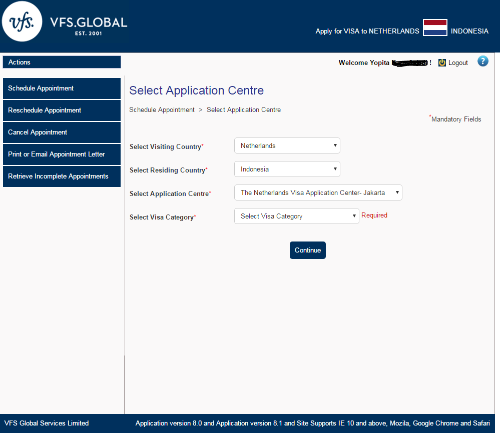 Visa.vfsglobal.com Login