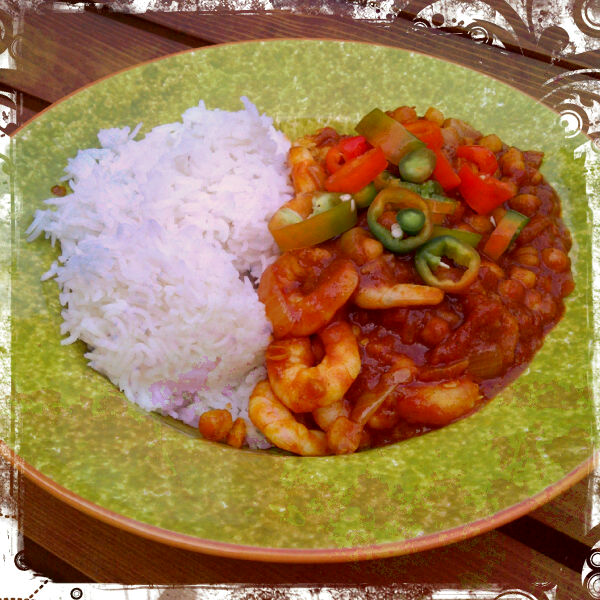 Potless: King Prawn and Chickpea Madras Curry with Rice