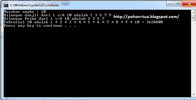 Program Java Menghitung Nilai ganjil, Prima dan faktorial - Daftar HargaAa