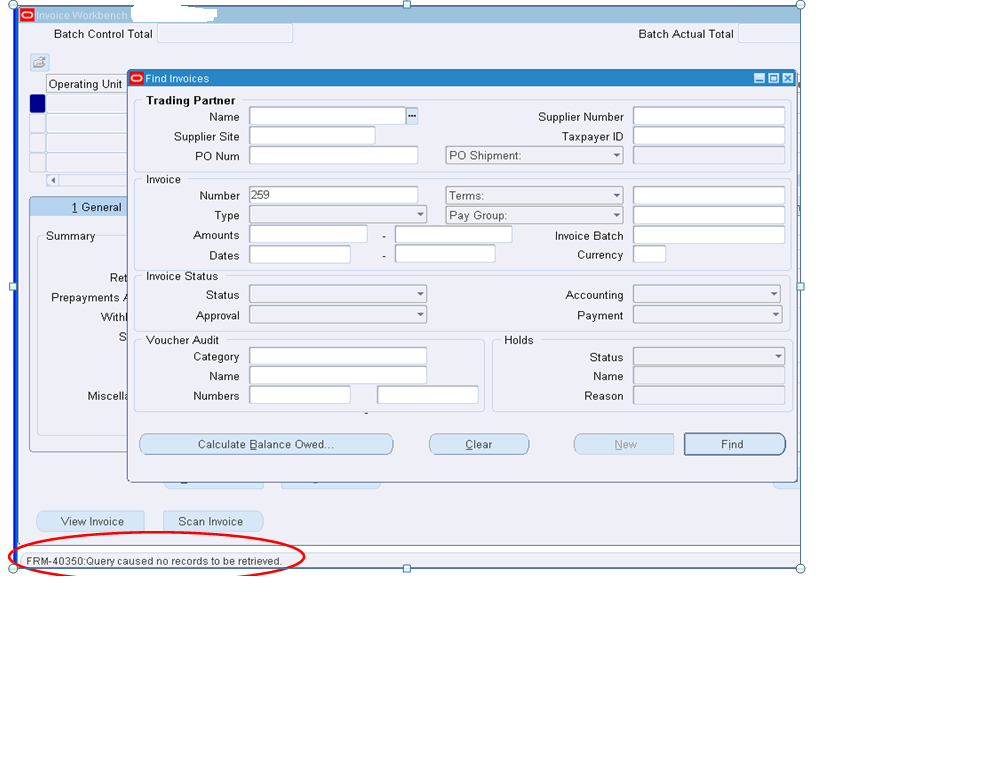 Oracle Cloud/ E-Business Suite Solutions: Unable to query Invoices from Invoice work bench and ...