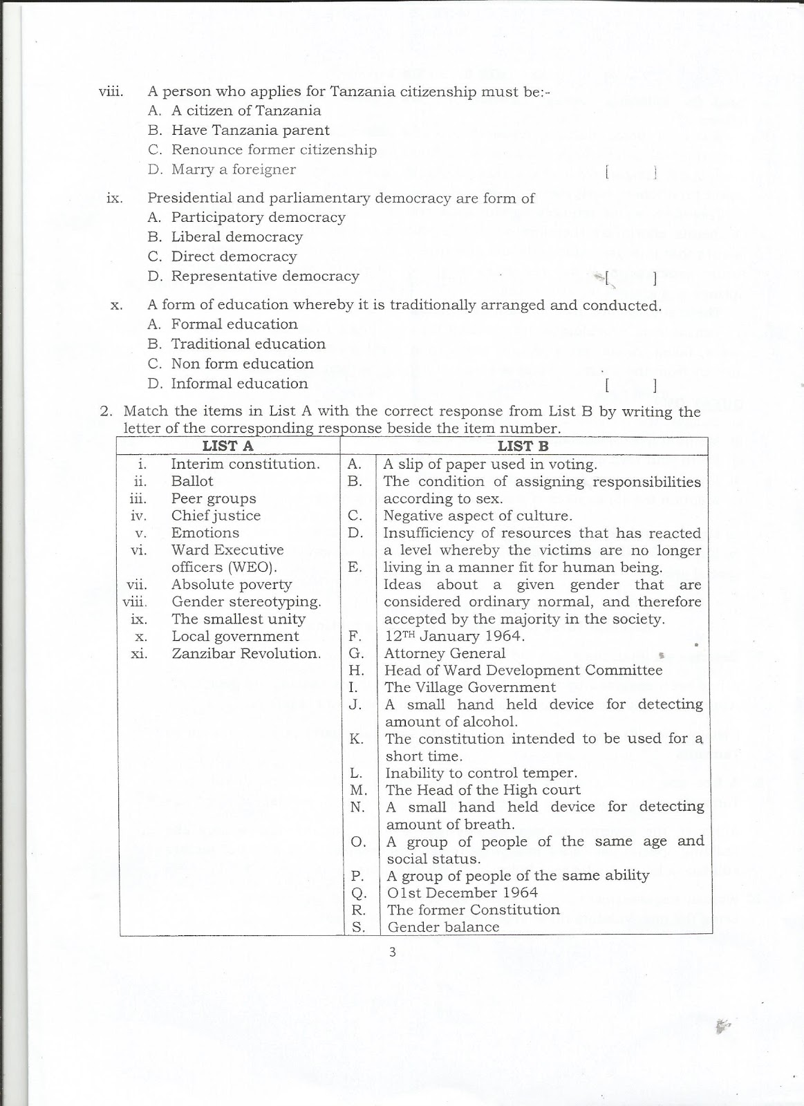 FORM THREE STUDY NOTES & PAST PAPERS BLOG: CIVICS FORM THREE ANNUAL ...