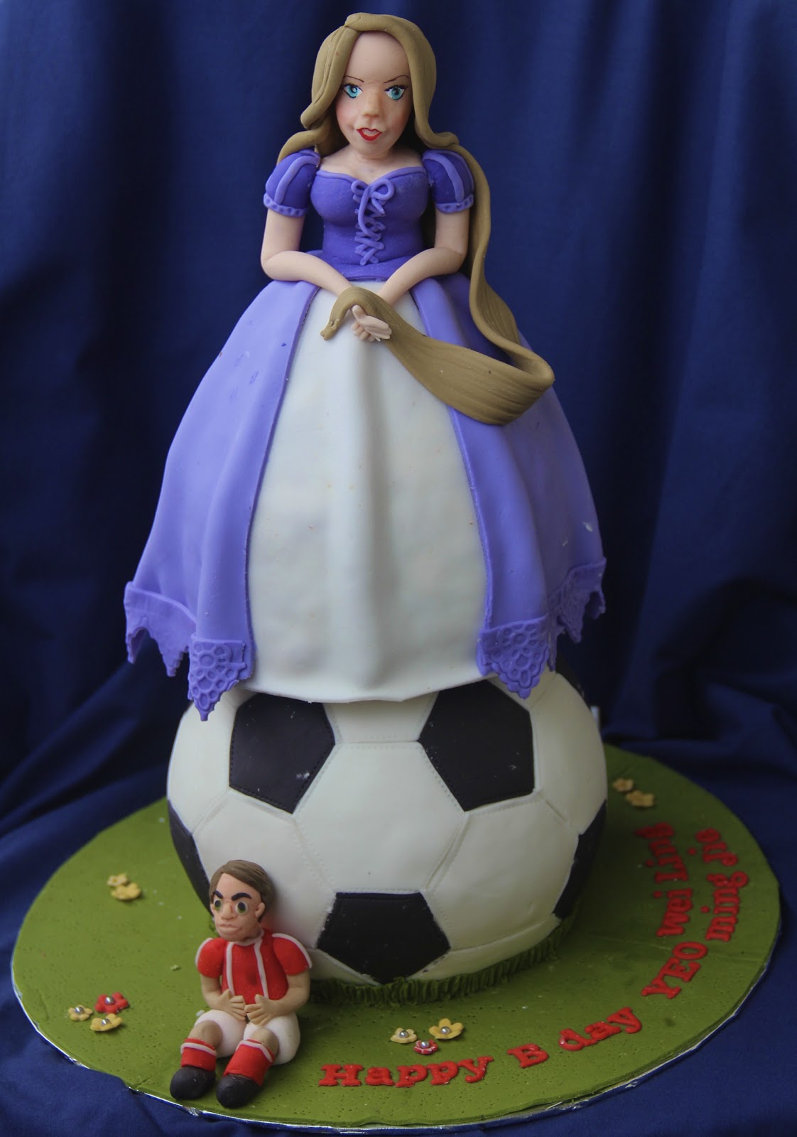 Ema's Creation: princess Rapunzel and soccer ball cake