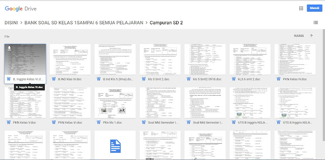 Download Bank Soal SD Lengkap kelas 1-6