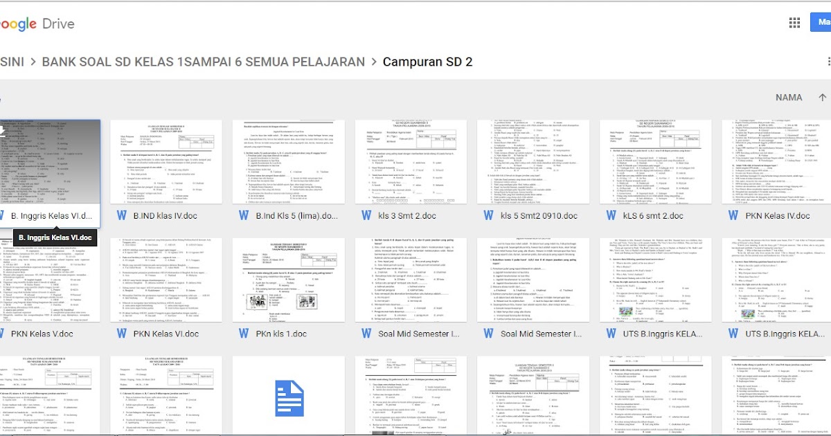 Download Bank Soal SD Lengkap kelas 1-6