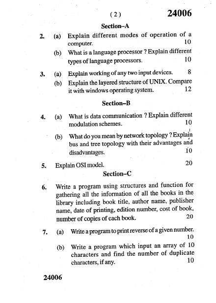 Mdu Cse 101 F Fundamentals Of Computer And Programming In C May 2015