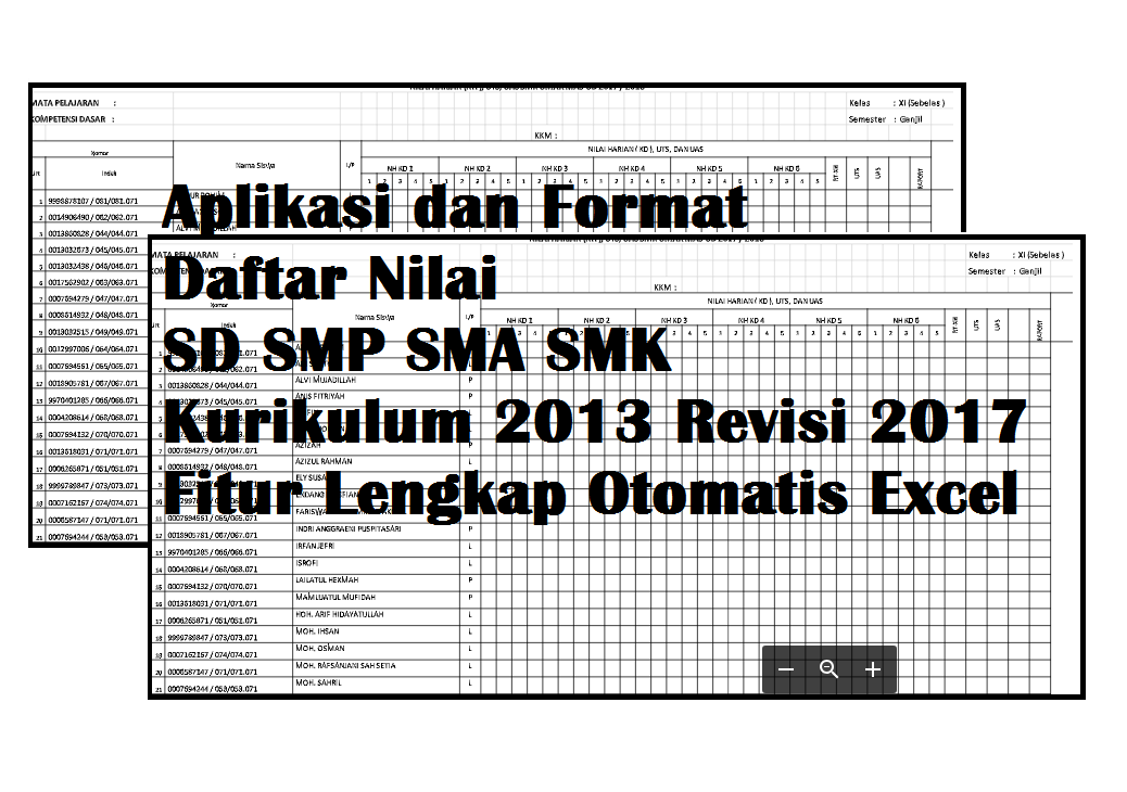 Aplikasi dan Format Daftar Nilai SD SMP SMA SMK Kurikulum 2013 Fitur ...