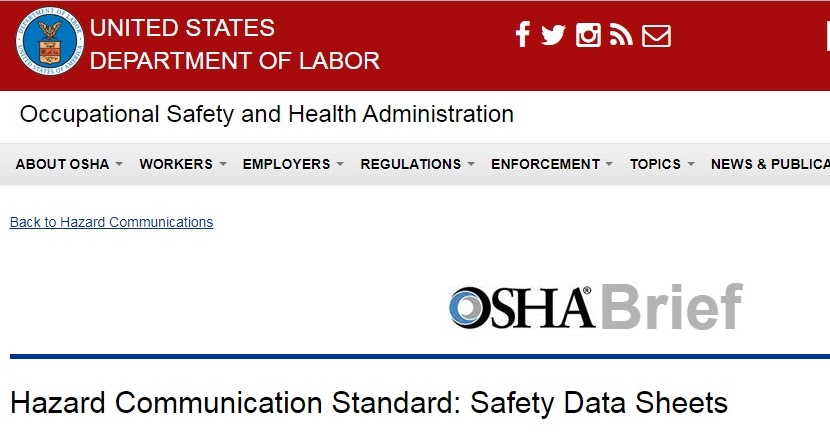 PREVENCION, SEGURIDAD Y SALUD LABORAL: Safety Data Sheets. osha.gov