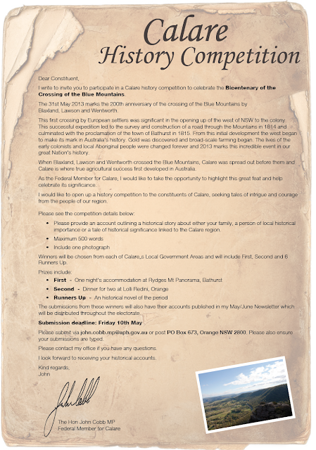 History, Heritage & Museums - Connecting!: Calare History Competition