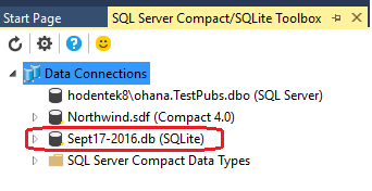 HodentekMSSS: SQLite using Visual Studio Community 2015 Update 3