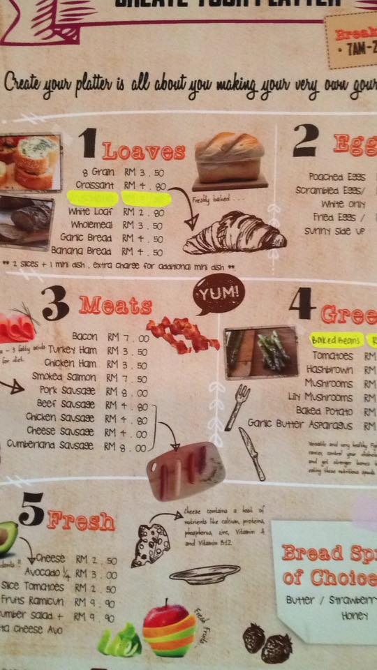 Piato Brekkie Western Cuisine MENU in Boulevard Miri - Miri Food Sharing