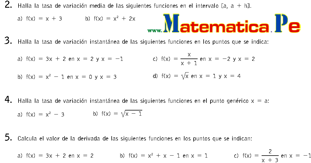 DERIVADAS EJERCICIOS RESUELTOS MATEMATICAS 1 BACHILLERATO PDF