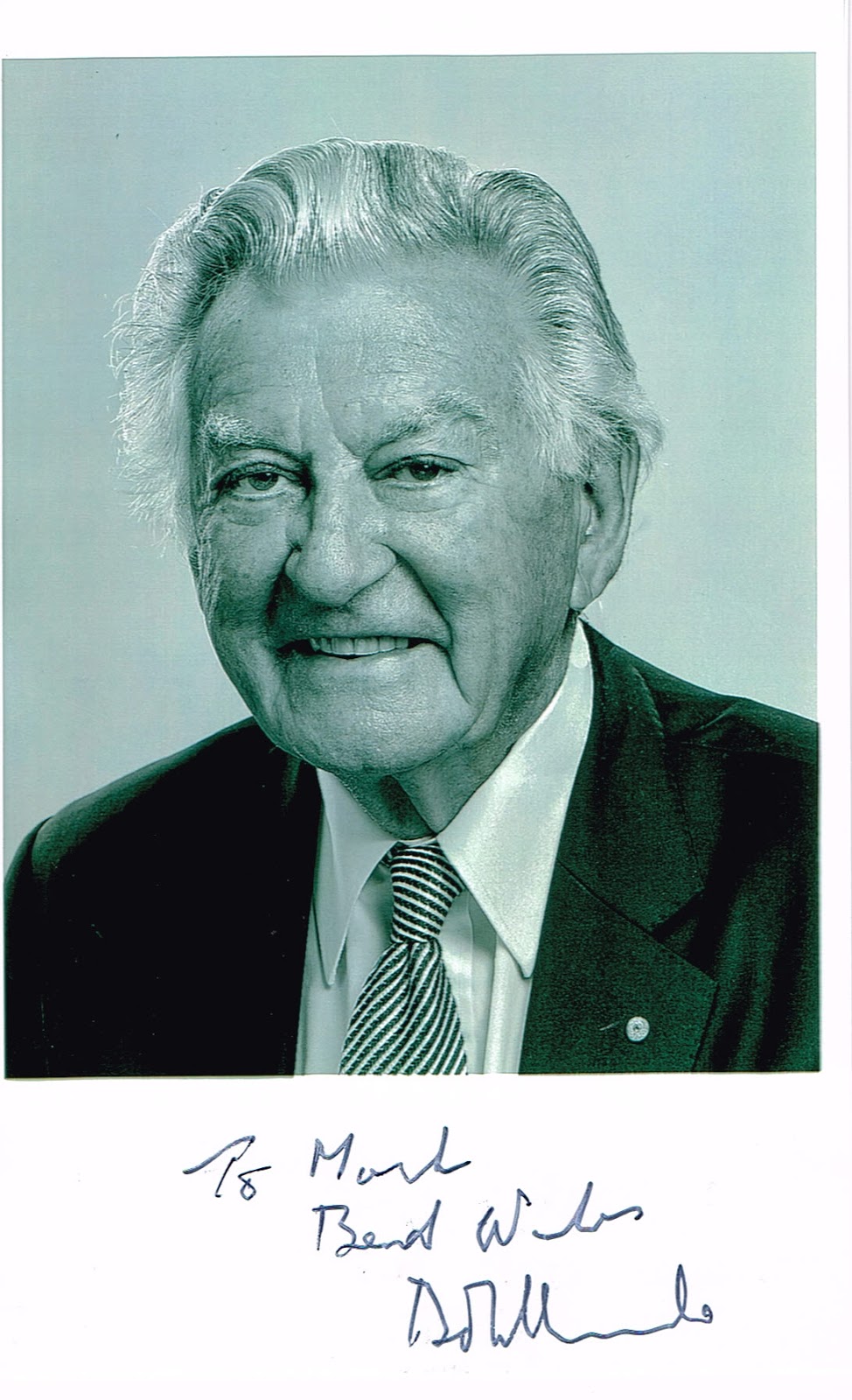 Mark's Autographs: TTM Success - Former Australian Prime Minister Bob Hawke